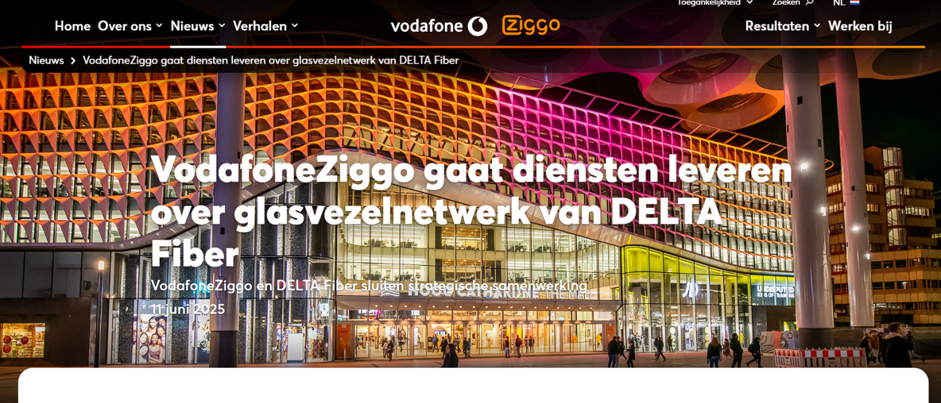 VodafoneZiggo gaat diensten leveren via glasvezelnetwerk van Delta Fiber - TechnologyInsider